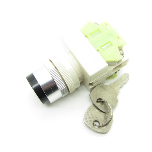 22mm Key Lock Switch 2 Positions 4 Screws Machine Power OFF-ON NO + NC ...