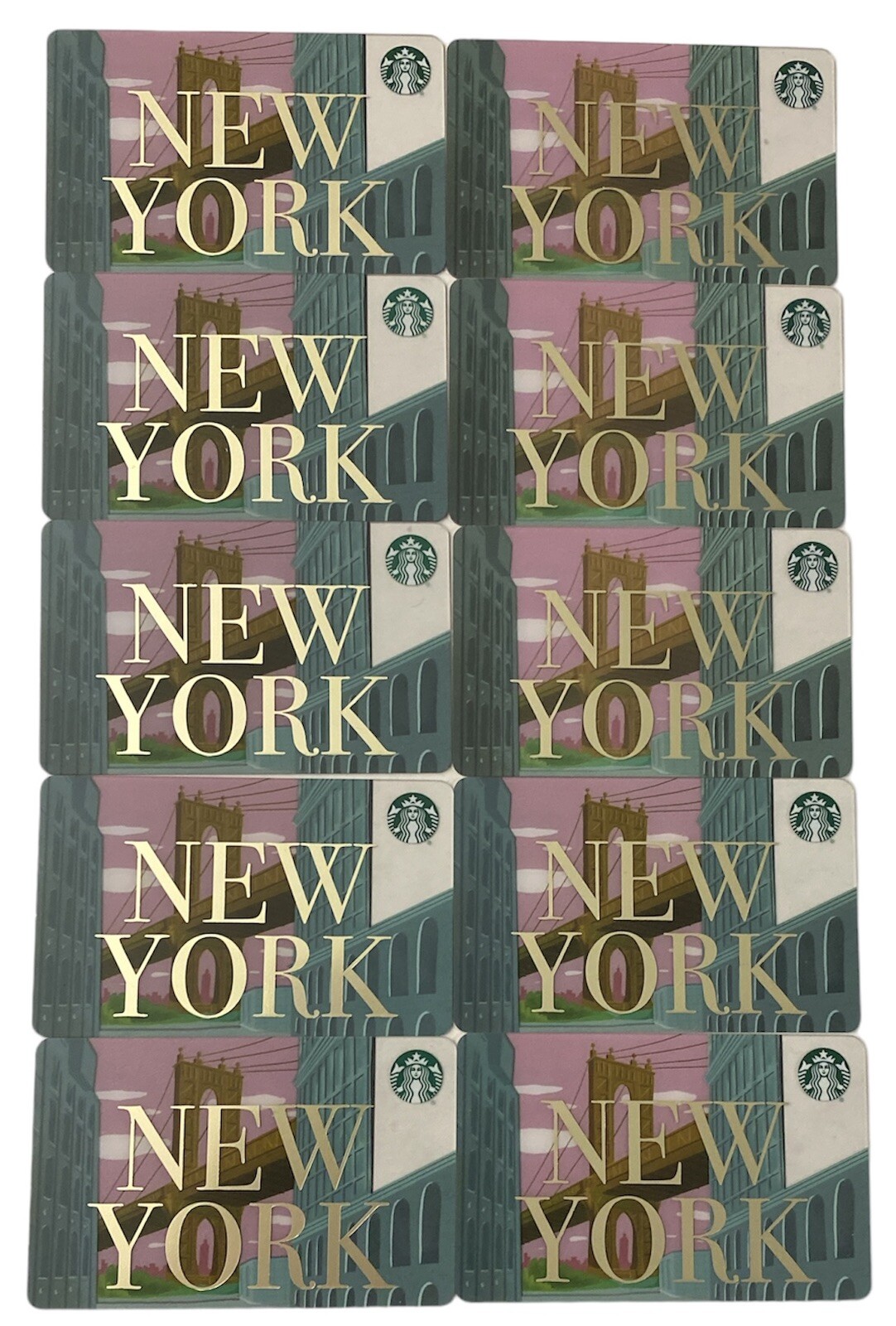 Set Of 10 Plastic NEW & UNLOADED Starbucks NEW YORK Gift Card HTF NO ...