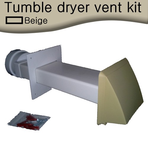 Rectangular rigid through wall core tumble dryer vent kit, cowl in buff ...