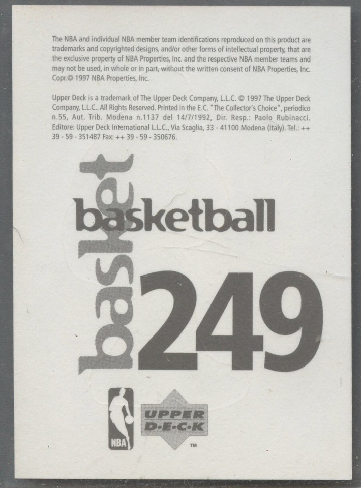 1997-98 Upper Deck Basketball Stickers #249 Jamal Mashburn Miami Heat ...