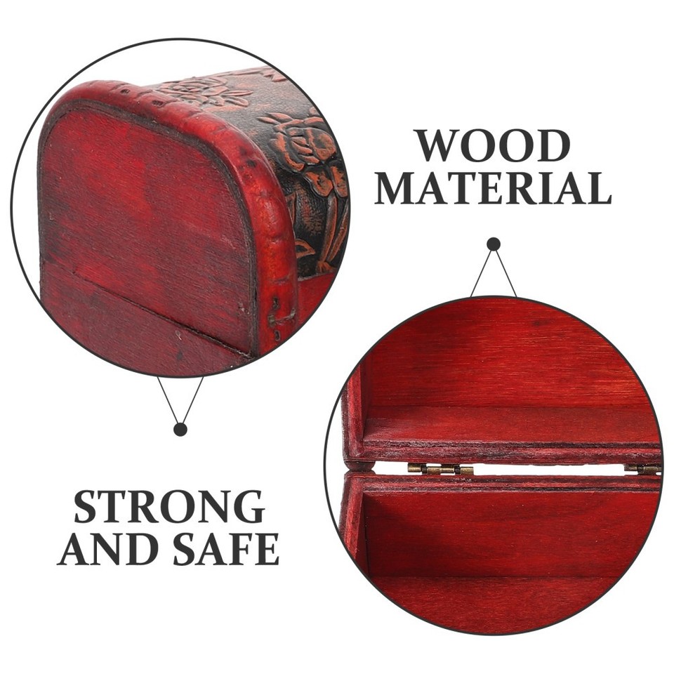 Treasure Chest Retro Box Wood Keepsake Jewelry Box Vintage Trinket Box ...