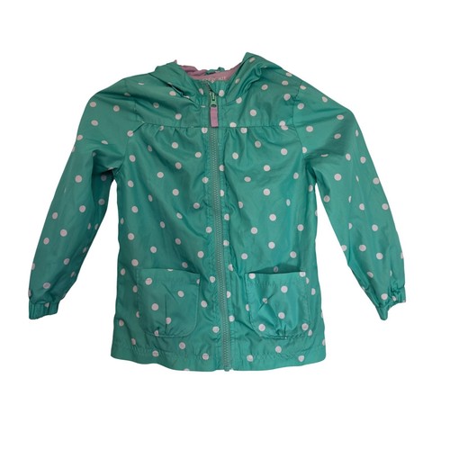Cherokee Girls Teal Polka Dot Hooded Windbreaker Jacket Size 5t Ebay