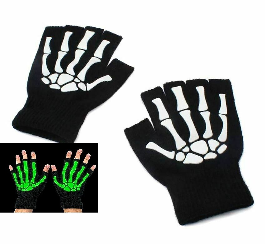 Skeleton Fingerless Gloves Skeleton Hand Glove Isolated Stock Photo