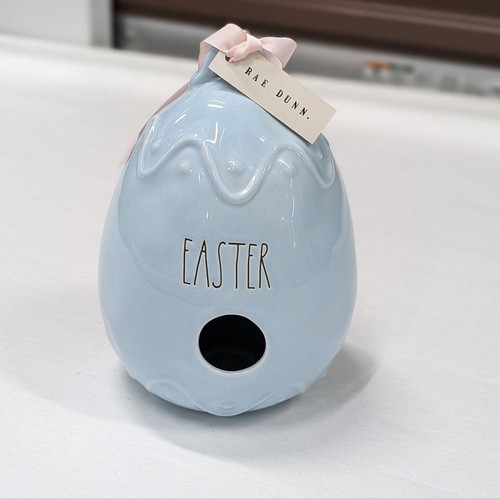 Rae Dunn LL EASTER Powder Blue Ceramic Easter Egg Shaped Birdhouse | eBay