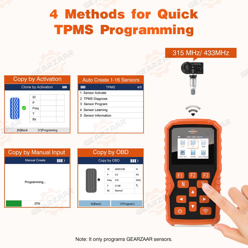4 TPMS +OBDII TPMS Programmer Tires Sensors Activate Programming ...