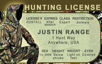 Fun novelty HUNTING LICENSE plastic ID card Drivers License second ...