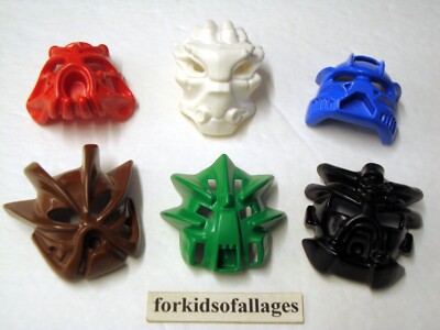 LEGO Bionicle Masks Lot Of 6 Assorted Red White Blue Brown Green Black ...