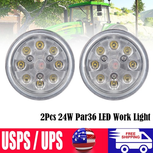 2Pcs Par36 24W LED Work Lights Hi/Lo Beam LED Headlight For John Deere ...