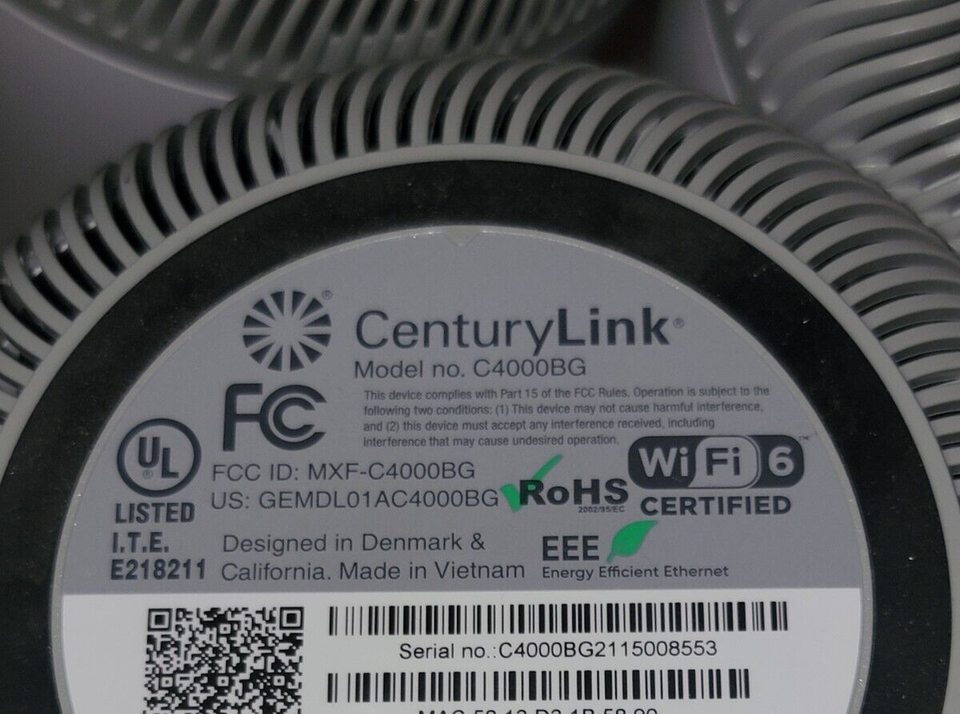 CenturyLink C4000BG DSL Modem Router Bundle Wireless WiFi W/Power ...