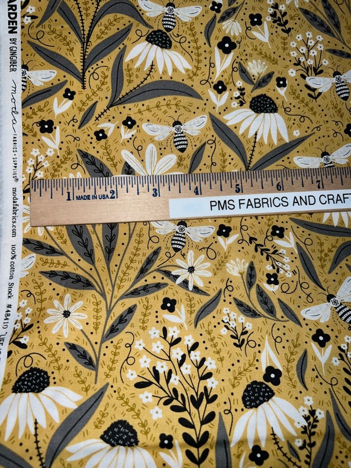 MODA Bee Garden theme 100% cotton fabric by the yard Bees Flowers Honey ...