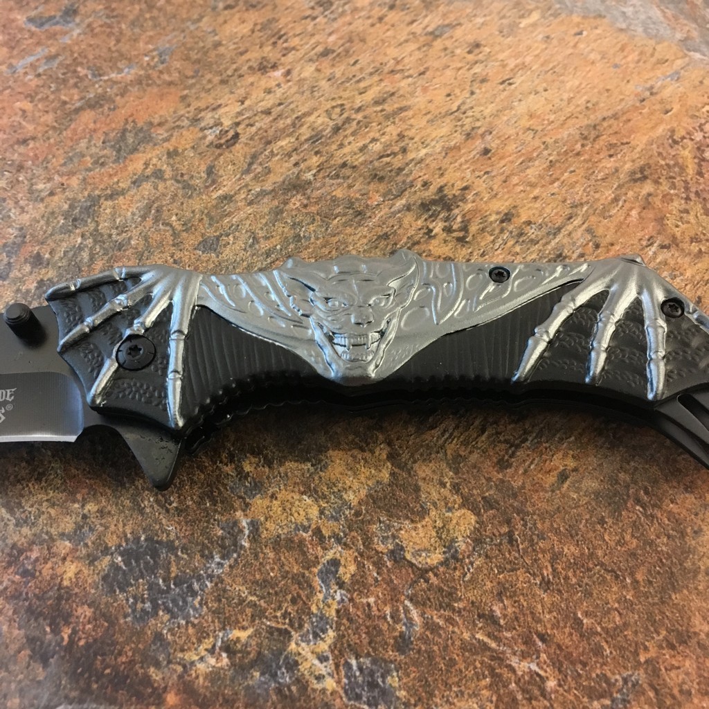 9" Dark Side Blades DEMON BAT WING SPRING ASSISTED FOLDING KNIFE Pocket ...