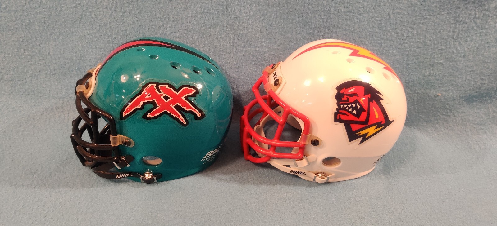 2000 BIKE XFL AUTHENTIC FOOTBALL FULL MINI HELMET SET 5" EUC WWE NFL ...