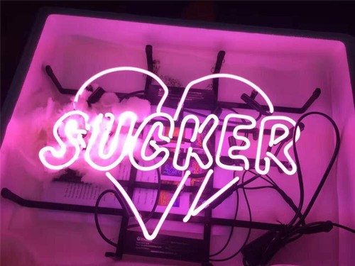 Sucker Heart Neon Lamp Sign 17"x14" Light Bar Beer Wall Decor Artwork ...