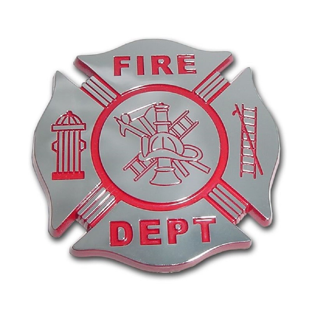 Firefighter / Red Fire Dept - 3" Chrome Auto Emblem | eBay