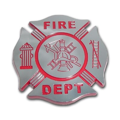 Firefighter / Red Fire Dept - 3" Chrome Auto Emblem | eBay