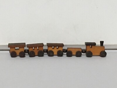 Vintage Miniature Wood Toy Train Figurine | eBay