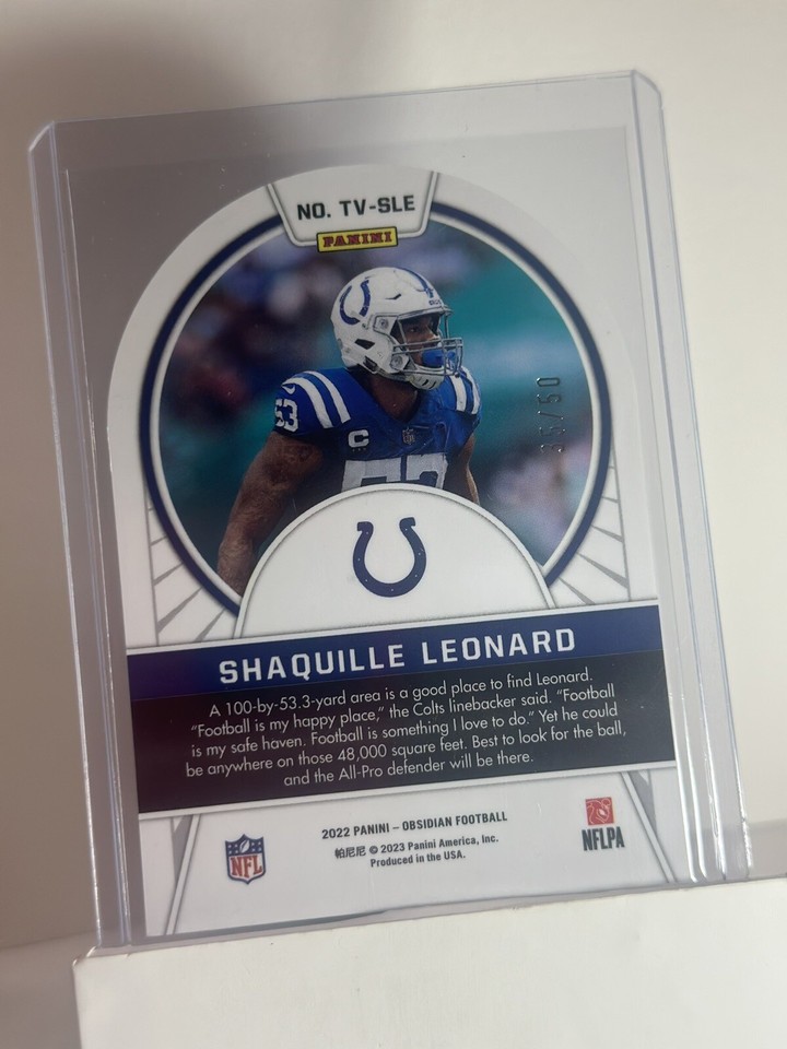 2022 Obsidian Shaquille Leonard Tunnel Vision Die-Cut /50 Colts J1S | eBay