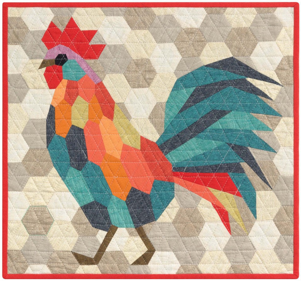 The Rooster 20-Inch x 20-Inch English Paper Pieced Quilt Pattern by ...