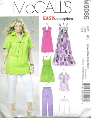 Women's Long Flowing Dress Tunic Top Pants Shorts Sewing Pattern UNCUT ...