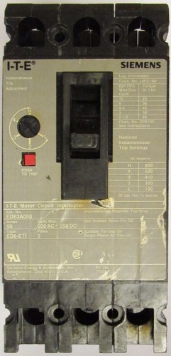 SIEMENS ED63A050 3 Pole 50 Amp ED6 ETI Motor Circuit Interrupter | eBay