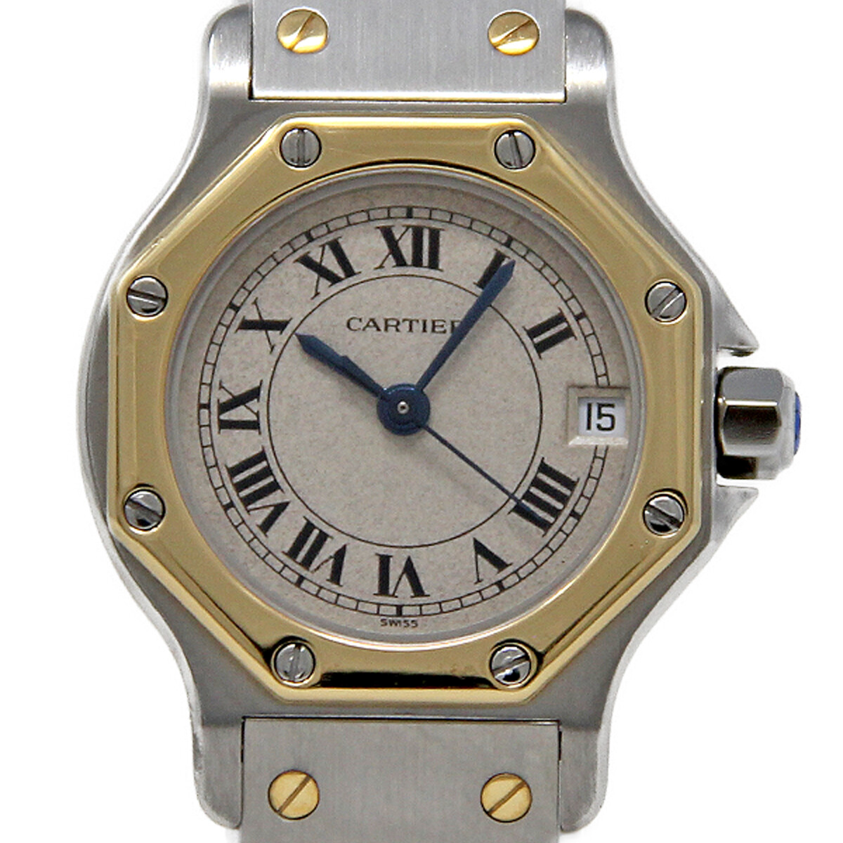 Cartier Santos Octagon Steel Gold White Roman QUARTZ 187903 ...