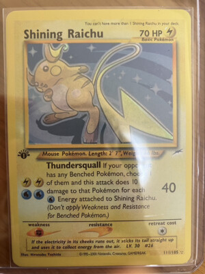 Pokemon Card 2002 Shining Raichu Neo Destiny 1st Edition 111/105 HR ...