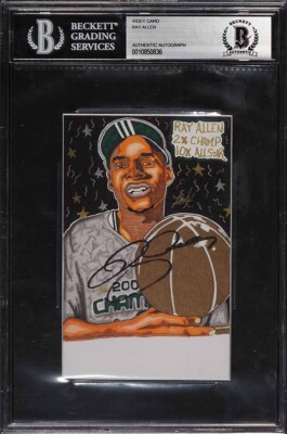 RARE RAY ALLEN CELTICS SIGNED AUTO ORIGINAL ART SKETCH CARD 1/1 BAS | eBay