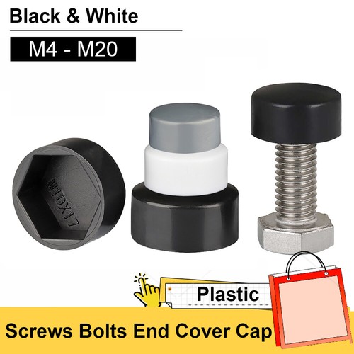Round End Cap Hex Screws Bolts Nut Plastic Thread Cover Cap Black White ...