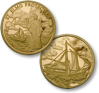 St Elmo Protect Us Challenge Coin Patron Saint of Mariners Sailors Ship ...