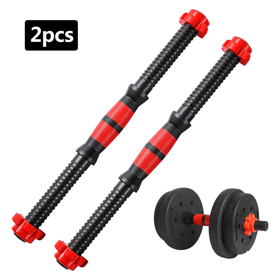 2x Adjustable Dumbbell Bar 15.7" Threaded Dumbbell Handle Home Strength ...
