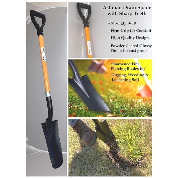 Drain Spade Teeth Shovel Multi-Purpose Metal Blade Shovel 48 In ...