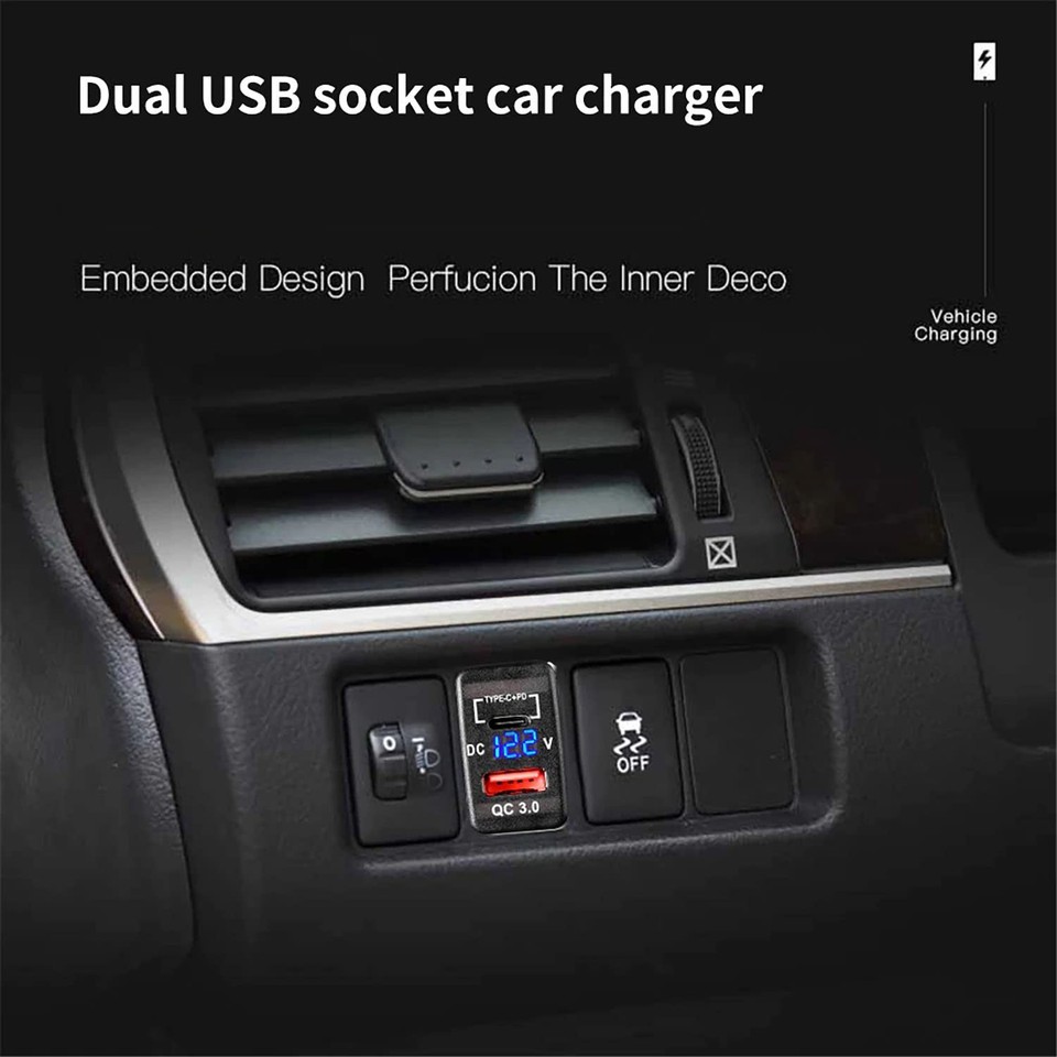 3X(12V-24V USB Outlet Dual 3.0 & PD USB C Port Socket Adapter for ...