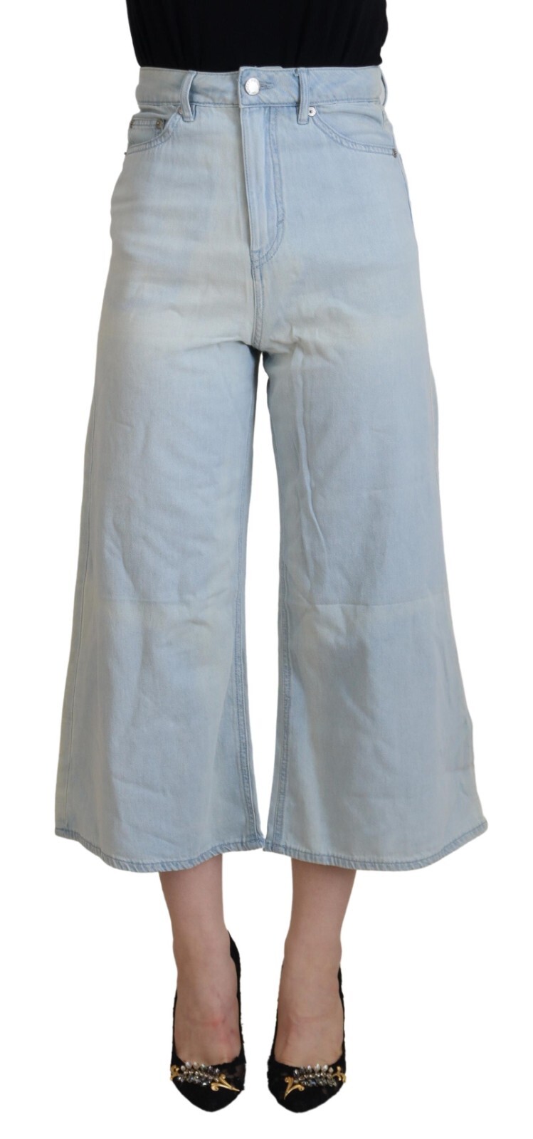 CHEAP MONDAY Jeans Light Blue Cotton Wide Cropped Women Denim IT38/US4 ...