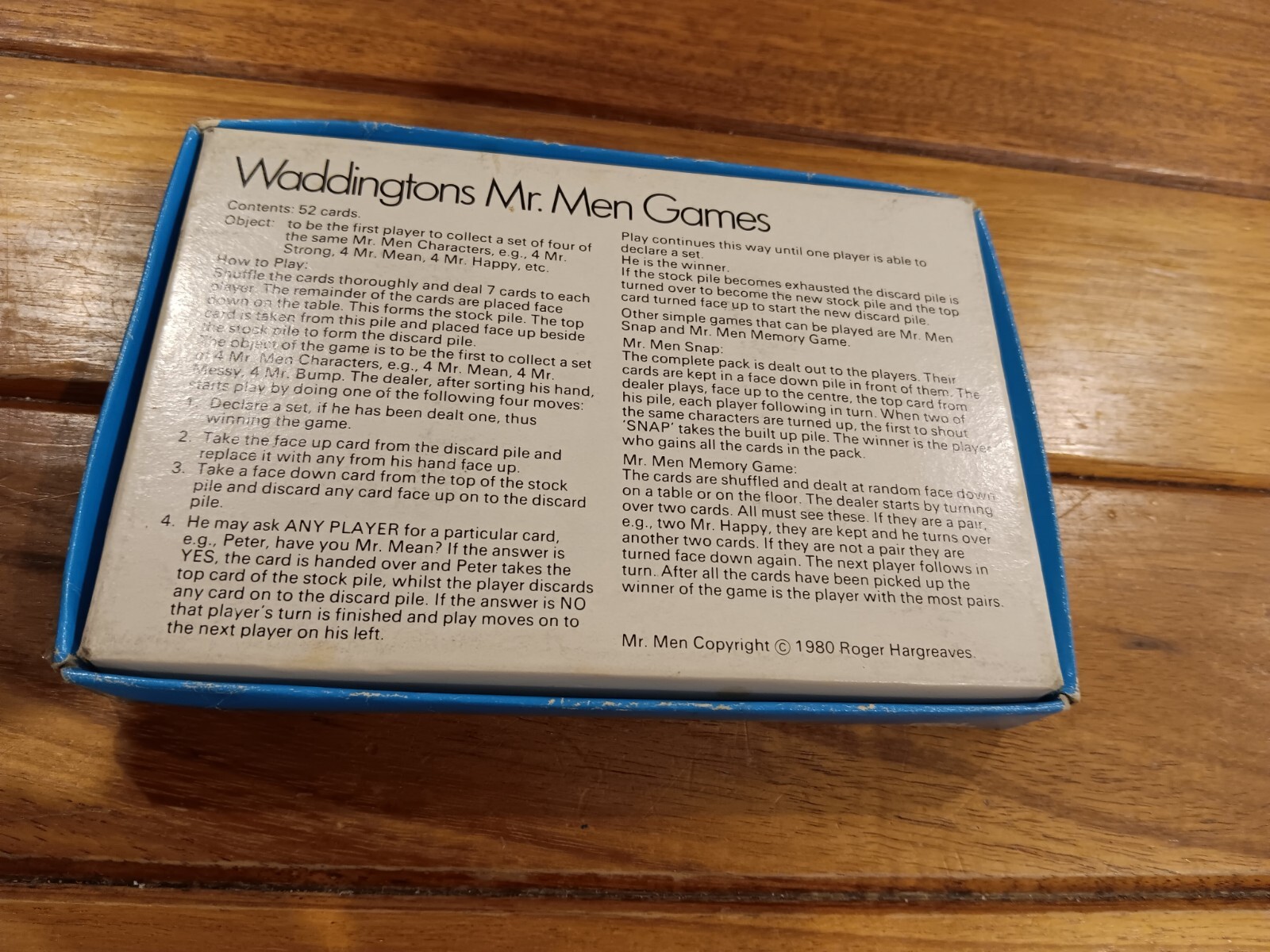 Vintage Mr. Men Games 3 card games 52 character cards Croner Toys 1980 ...