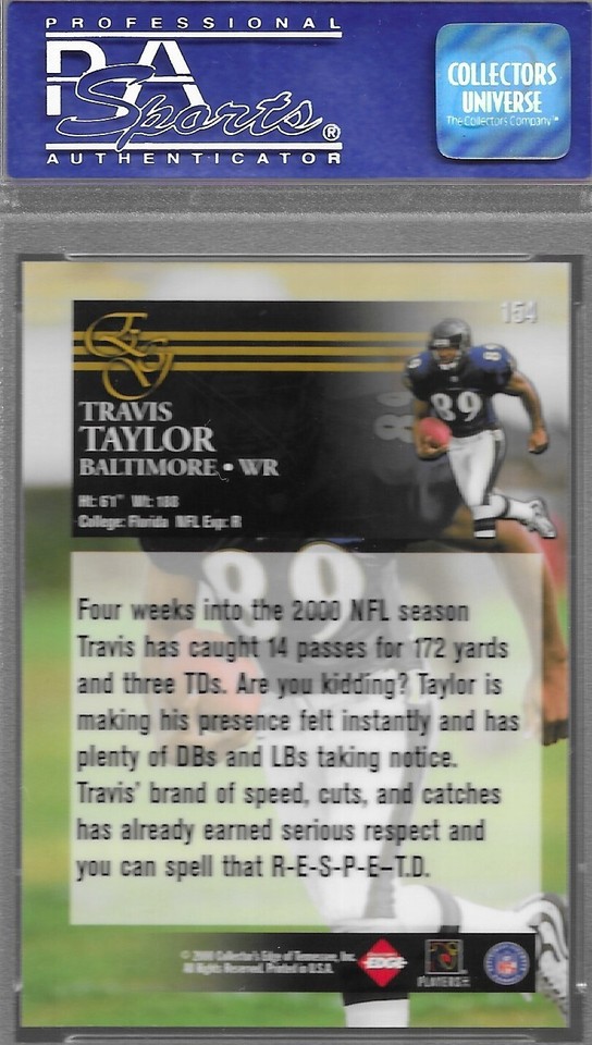 2000 Coll Edge Graded Travis Taylor 154 PSA 10 RC Baltimore Ravens ...