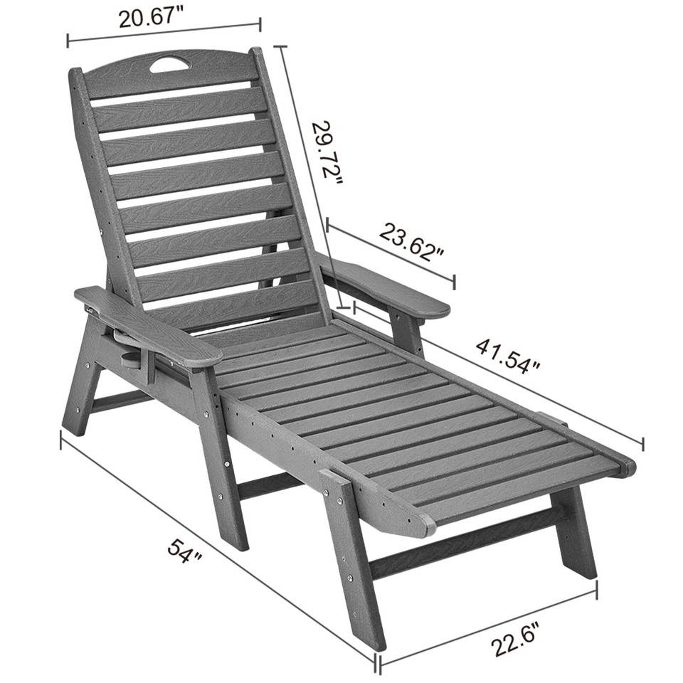 Outdoor Chaise Lounge Chair Adjustable Patio Reclining Bench Lounger ...
