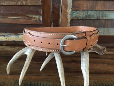 Vintage Tex Shoemaker Brown Leather Cartridge Gun Belt Fancy Stitched ...