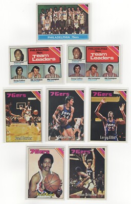 1975-76 Topps 8-Card 76ers Lot w Cunningham Carter VINTAGE STAR EX-NM ...