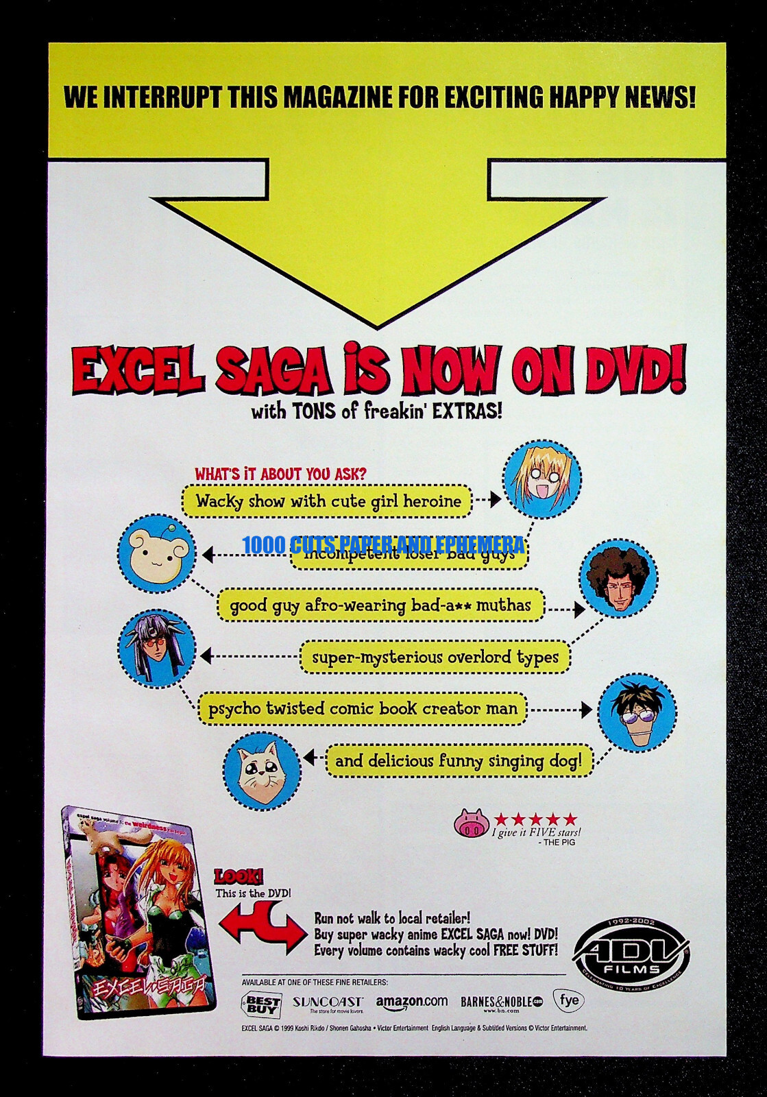Excel Saga ADV Films 2002 Anime Trade Print Magazine Ad Poster ADVERT ...