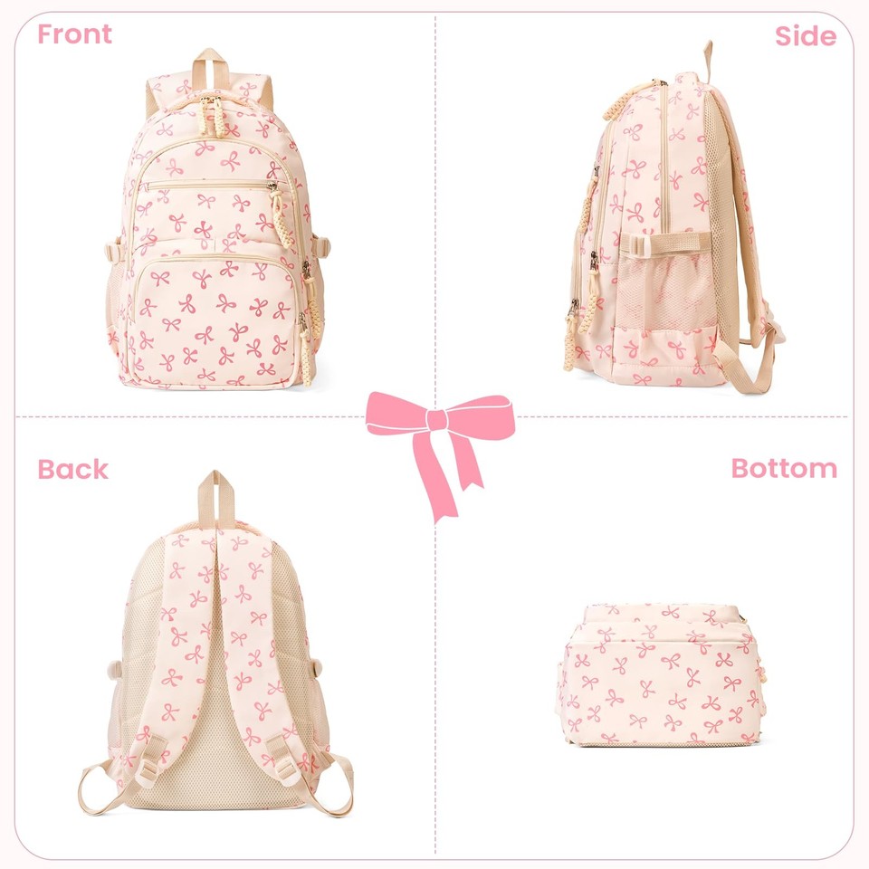 Coquette Bow Backpack - Cute Kawaii Backpack Set Aesthetic Daypack ...