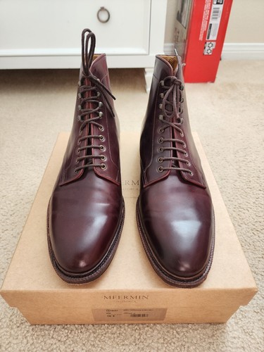 Meermin Burgundy Shell Cordovan Combat Boot 10UK | eBay