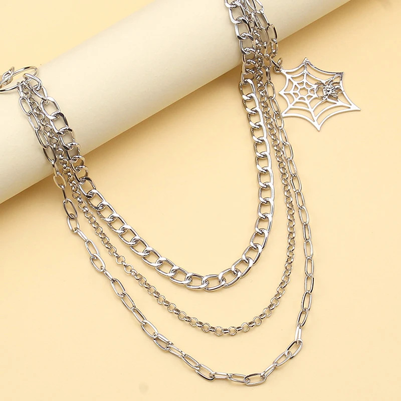 Fashion Punk Metal Pants Chain Hip Hop Waist Chain Spider Web Pendant ...