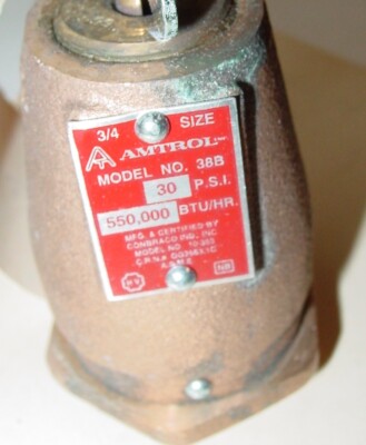 Thrush Water Pressure Safety Relief Valve 30 PSI 3/4" Amtrol Model 38B ...