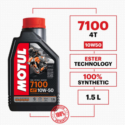 MOTUL 7100 4T 10W-50 4-Stroke Motor Oil Road/Off-Road/Adventure 1.5LTR ...