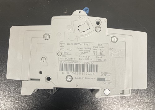 Allen Bradley 1489-M1D030 Circuit Breaker, 3A, D-Curve, 1-Pole, 277VAC ...