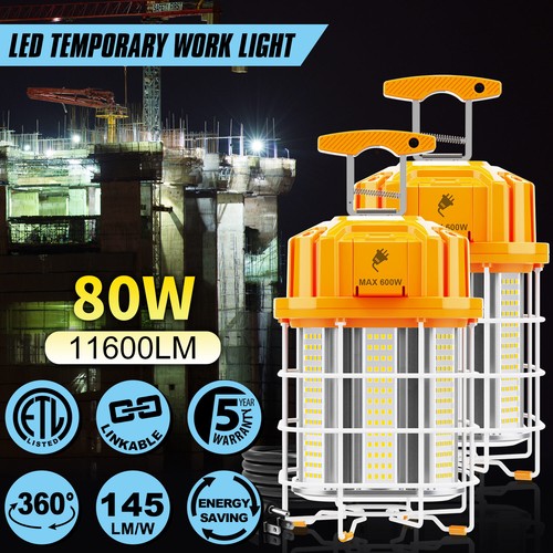 2Pack 80W LED Temporary Work Light Linkable Warehouse Construction ...