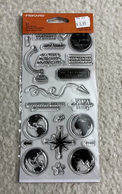 Fiskars Clear Acrylic Stamp Set 21 Pieces Jetsetter World Traveler New ...