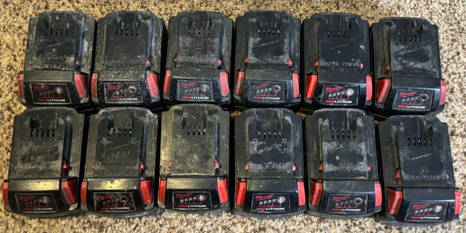 12 USED MILWAUKEE 5.0 amp M18 RED LITHIUM BATTERY PACKS | eBay