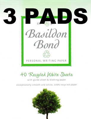 [ 3 PADS ] Basildon Bond Writing Pad Set 40 White Paper Sheets ...