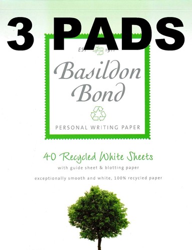 [ 3 PADS ] Basildon Bond Writing Pad Set 40 White Paper Sheets ...